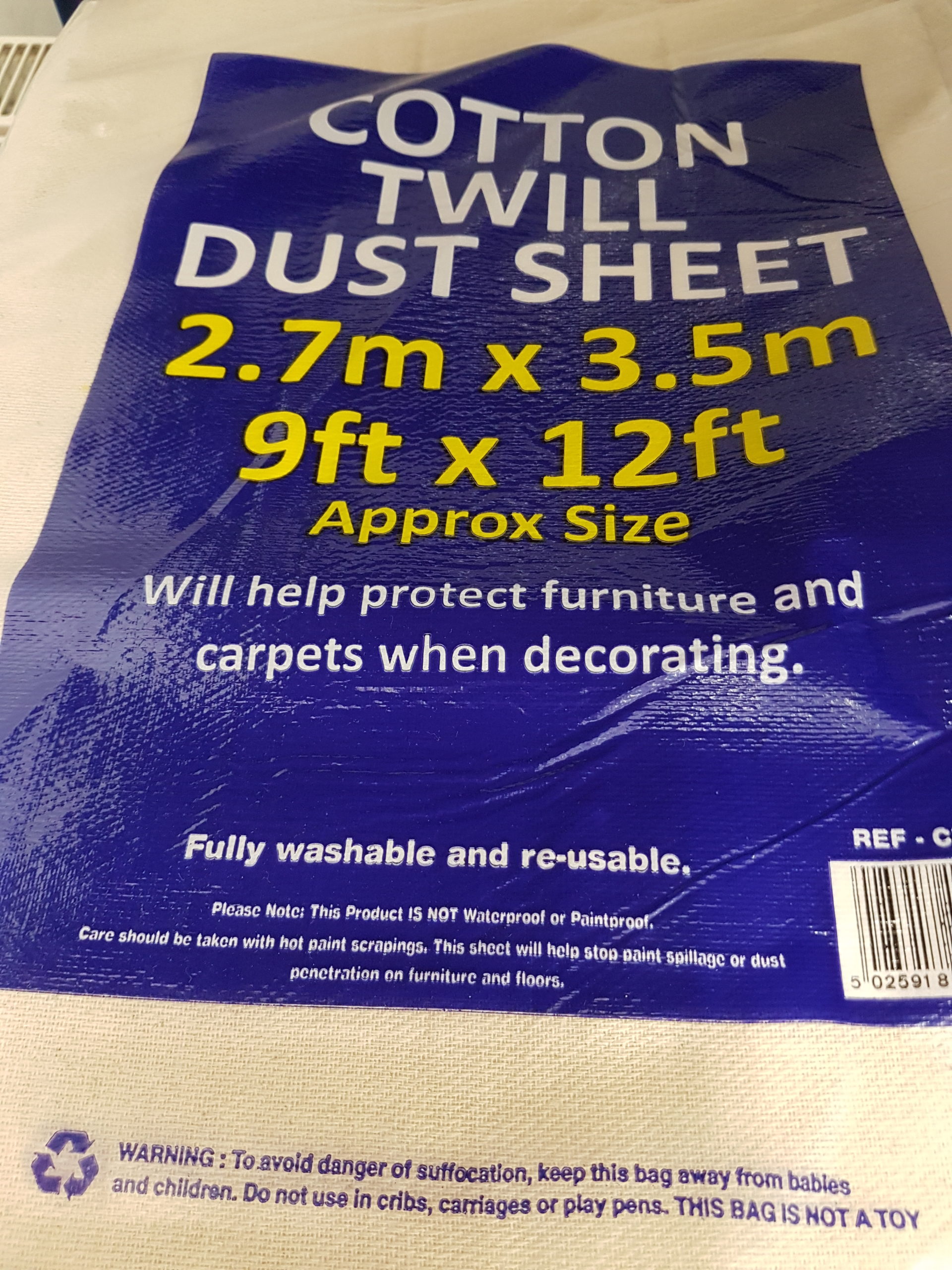 Large twill dust sheet - Wearside Plumbing Supplies